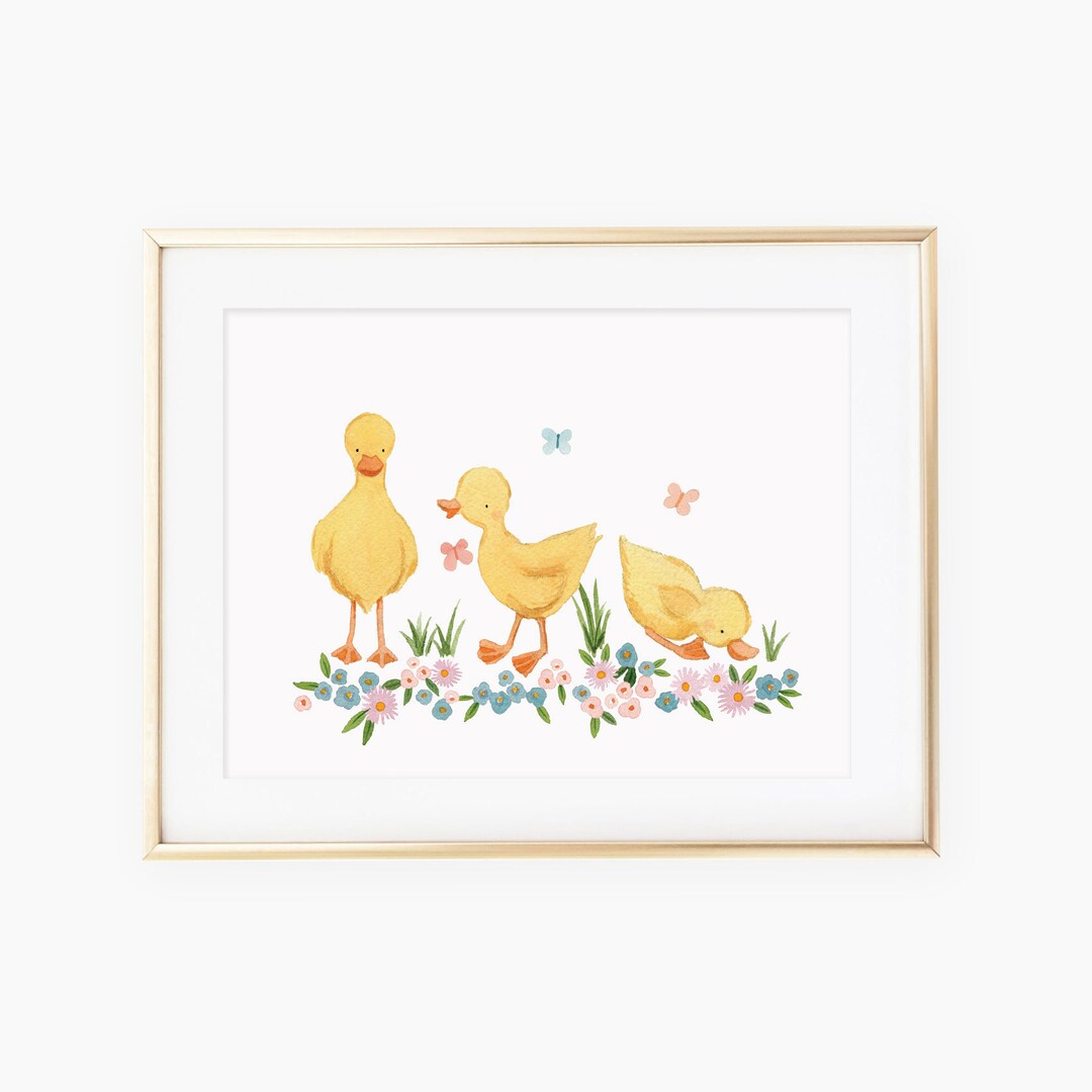 Watercolor Spring Ducklings Art Print - Etsy