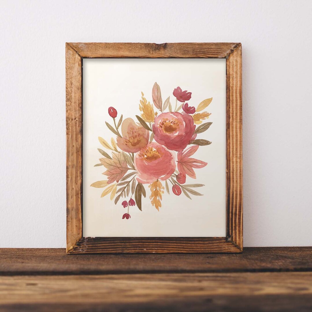 Fall Watercolor Floral Print / Autumn Colors - Etsy