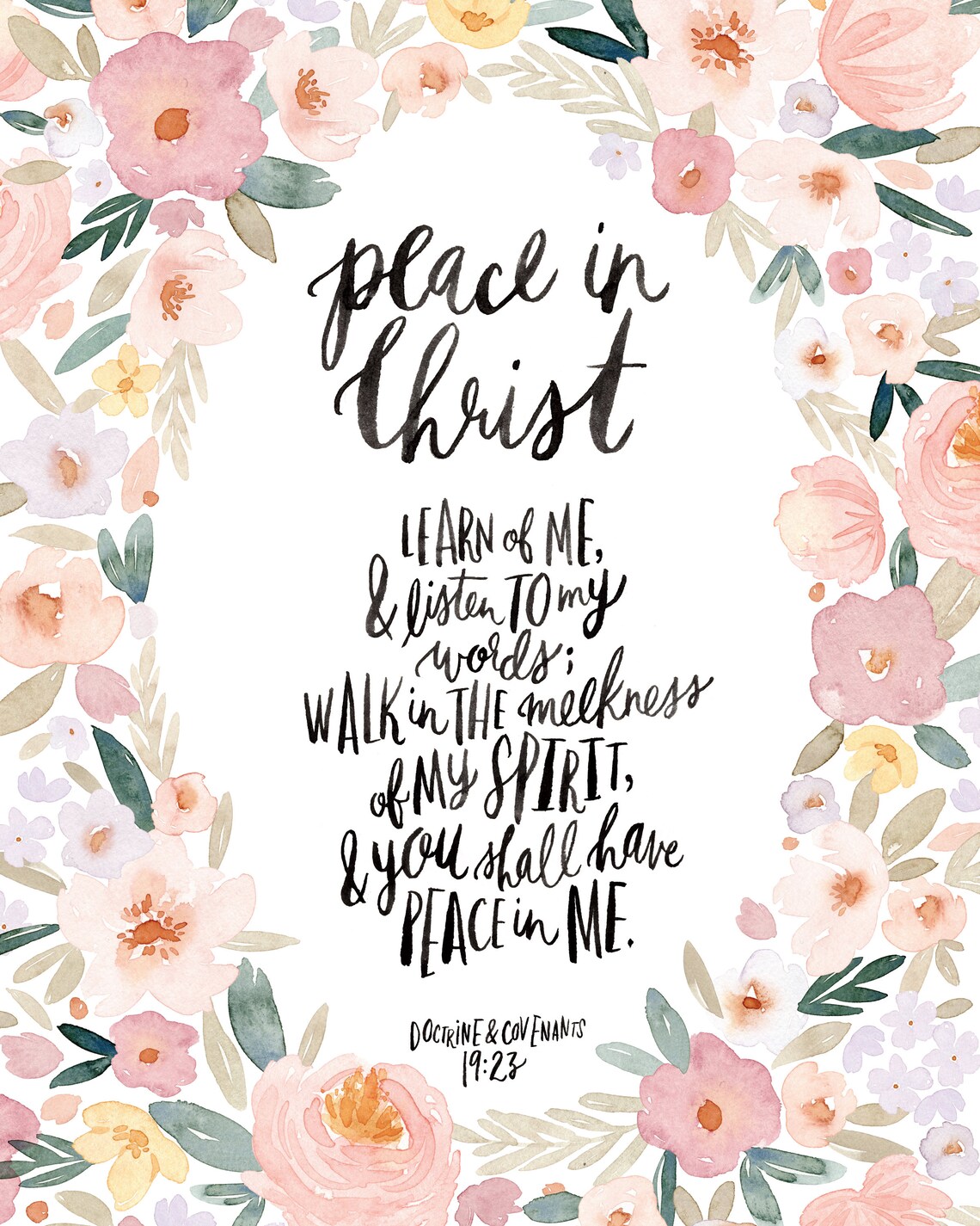 LDS Youth 2018 Theme / Peace in Christ / D&C 19:23 / Watercolor Floral ...