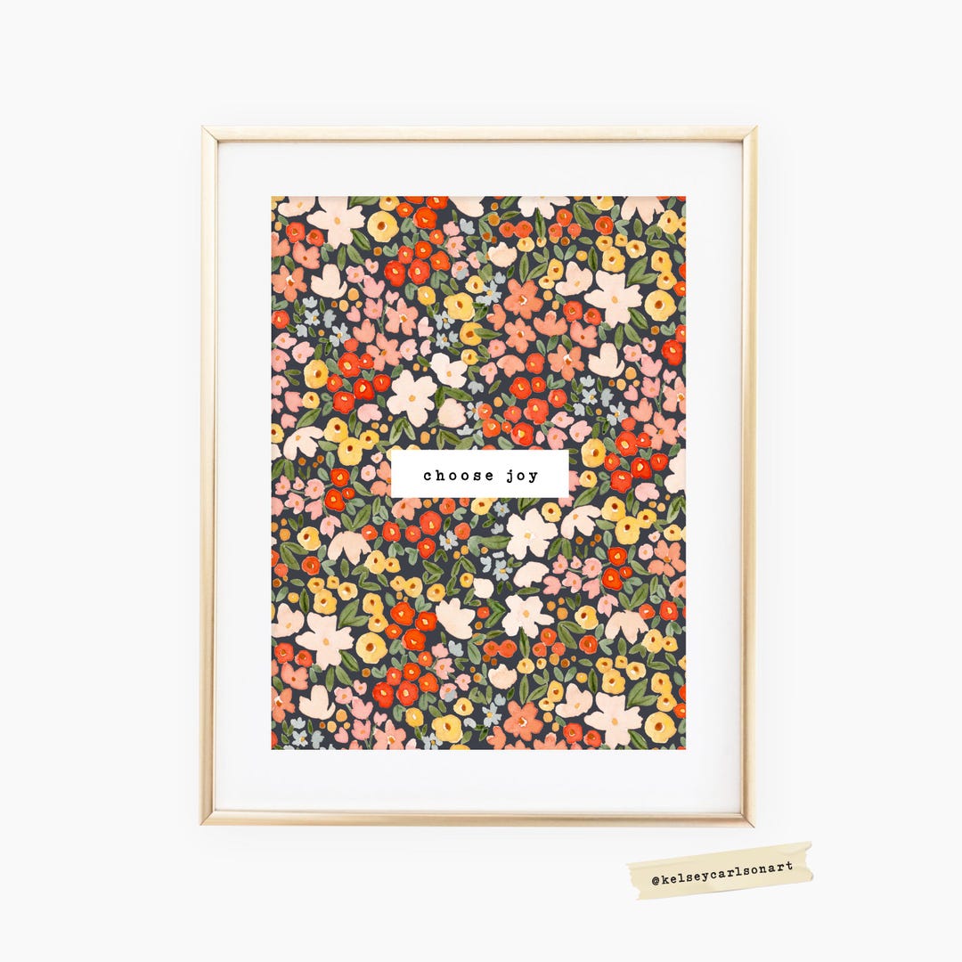 Choose Joy Watercolor Floral Art Print by Kelsey Carlson - Etsy