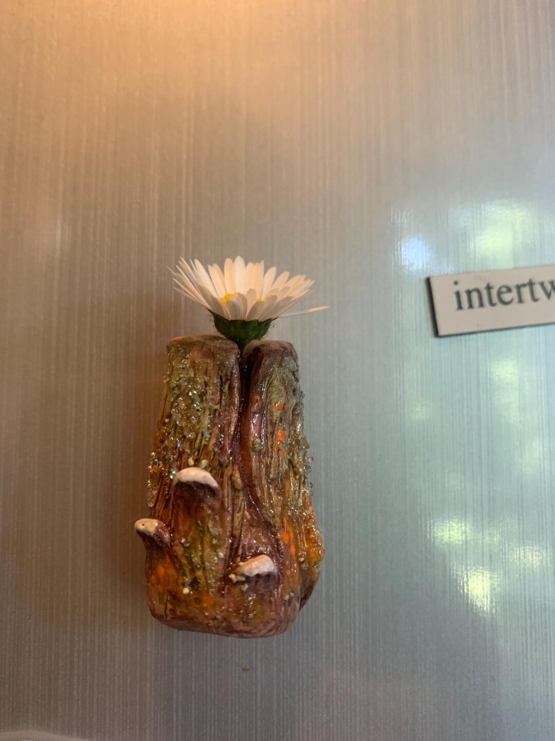 Hand Sculpted Polymer Clay Tree Stump Flower Vase Magnet - Etsy
