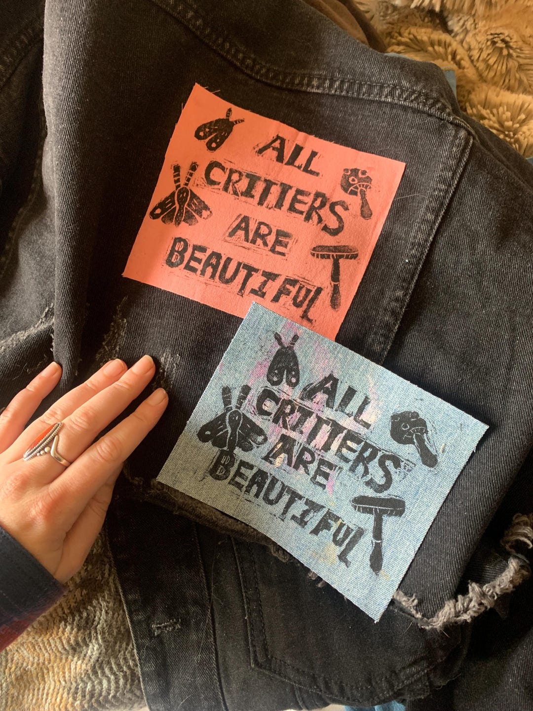 All Critters Are Beautiful ACAB Iron on Linocut Printed Patch - Etsy