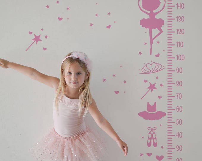 Growth Chart Decal: Ballerina / Sticker Height Chart Wall Decal / Ruler ...
