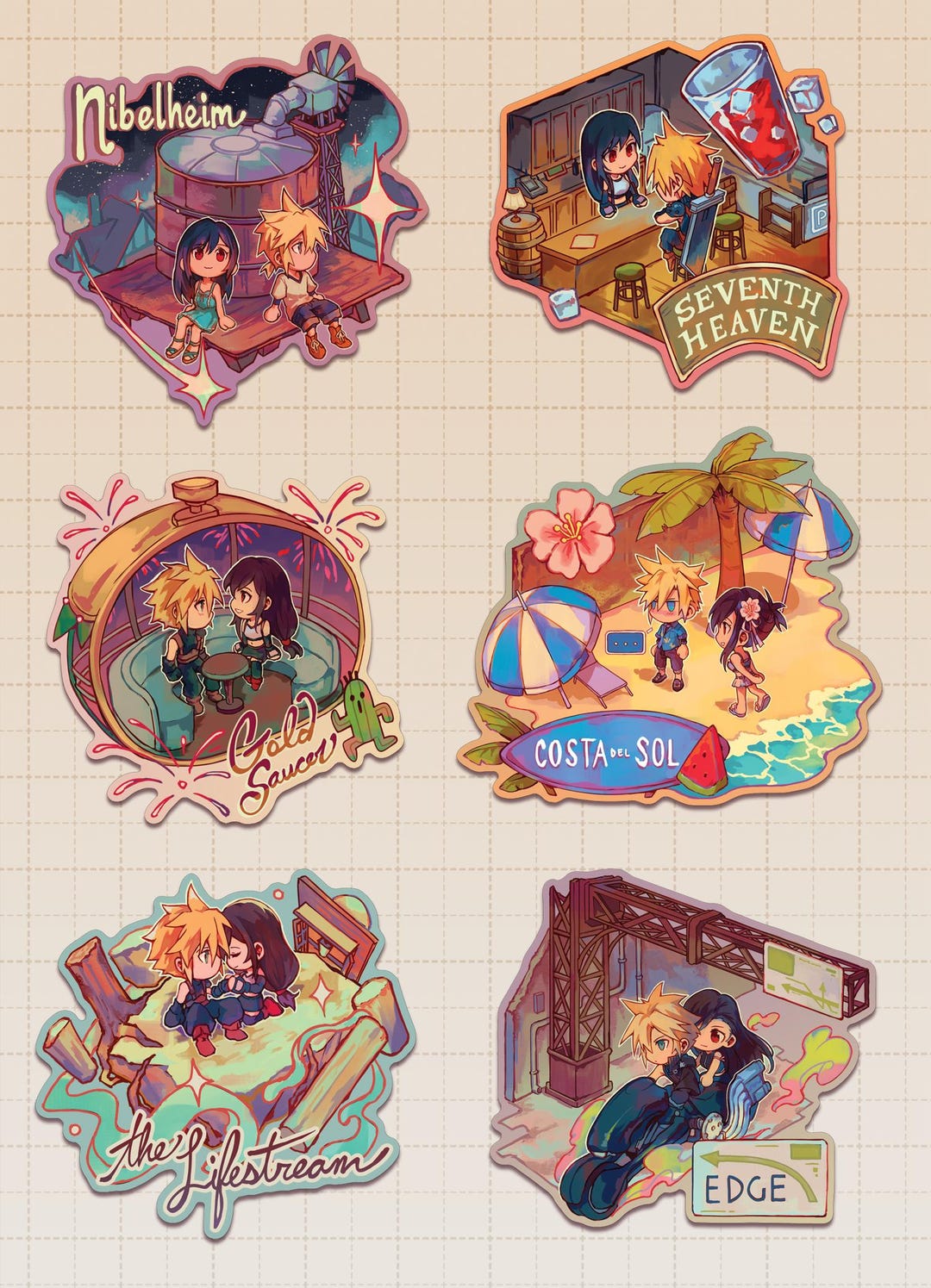 FF7 Isometric Cloud & Tifa Moments Vinyl Stickers - Etsy