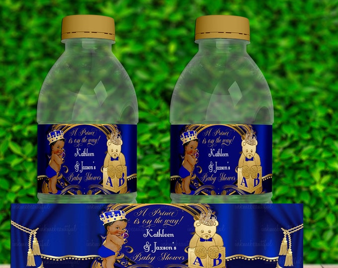 EDITABLE Royal Blue Water Bottle Label Royal Blue and Gold - Etsy
