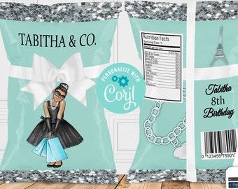 EDITABLE Chip Bag Blue Paris Theme Parisian Theme Baby | Etsy