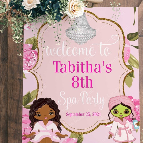SPA Birthday Welcome Sign Makeup Welcome Sign Pamper Party - Etsy