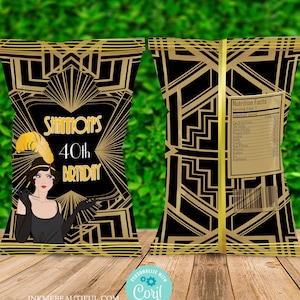 EDITABLE Great Gatsby Chip Bag | DIGITAL FILE |gatsby Themed | Flapper ...
