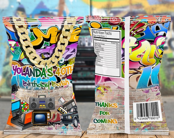 EDITABLE Hip Hop Chip Bag Throwback Birthday Party 90s - Etsy