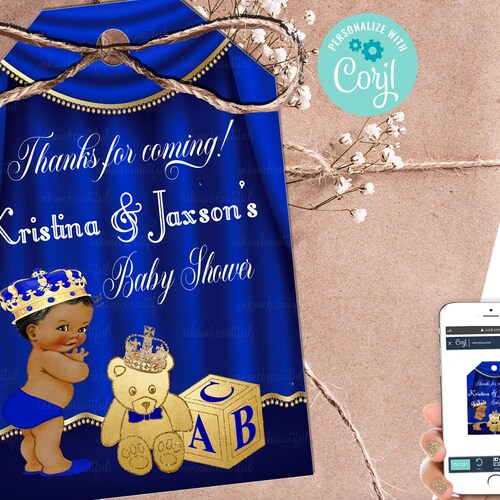 DIGITAL FILE Royal Blue Favor Tag Thank You Tag Royal Baby | Etsy