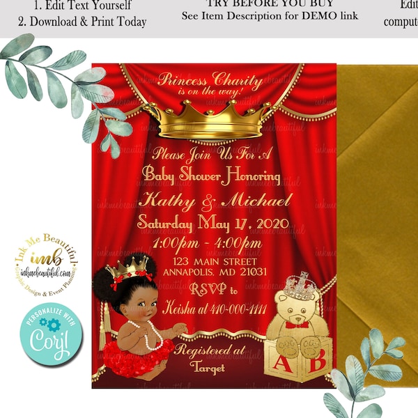 Red Royal Baby Shower Invitation - Etsy