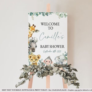 EDITABLE Jungle Safari Welcome Sign First Birthday Baby Shower Safari ...