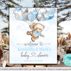 PRINTABLE Teddy Bear Baby Shower Welcome Sign | Teddy Bear Theme ...