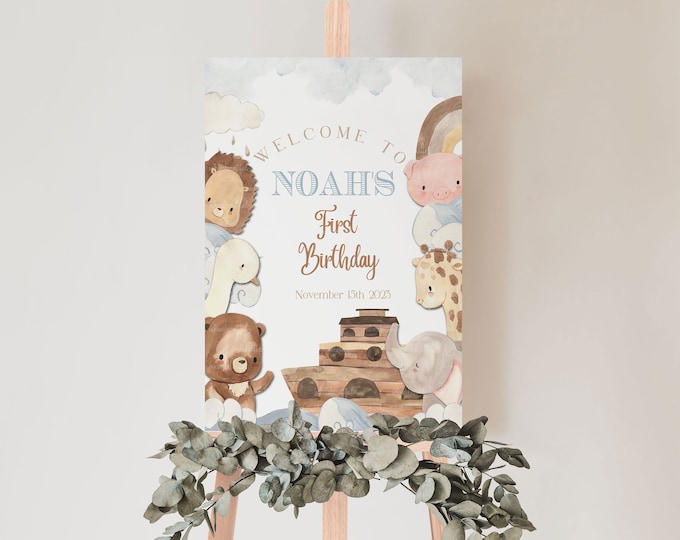 Editable ANY EVENT Noah's Ark Theme Animals Shower Sprinkle Baptism ...