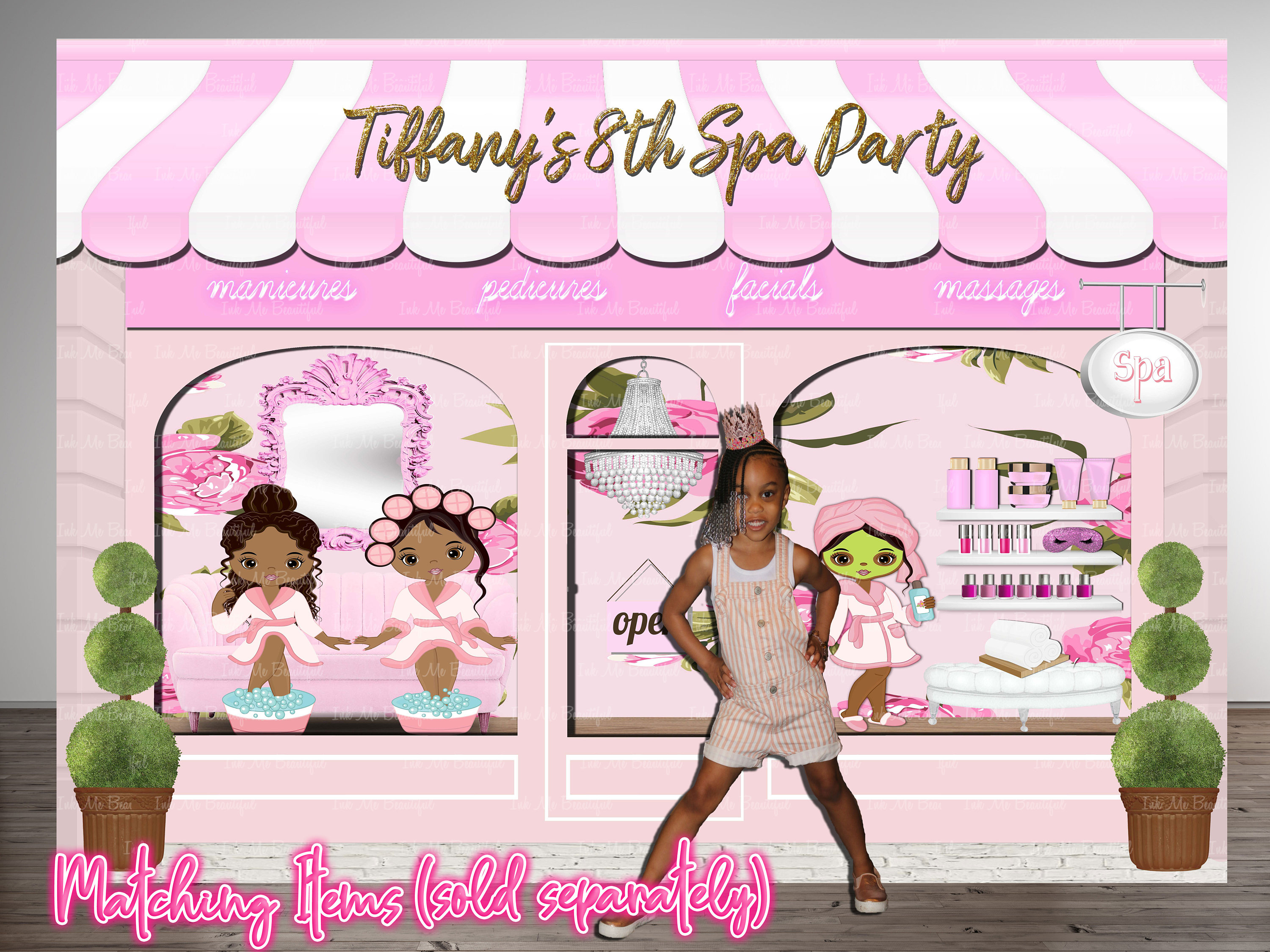 PRINTABLE Spa Birthday Backdrop Spa Themed Candy Table - Etsy