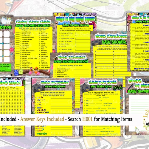 DIGITAL FILE Hip Hop Baby Shower Games Hip Hop Baby Shower | Etsy