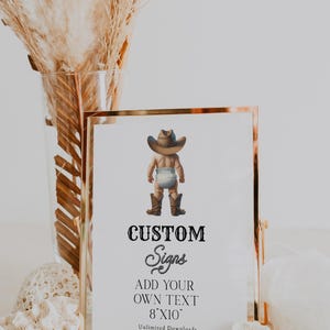 EDITABLE First Rodeo Custom Signs Cowboy Party Wild West Western My ...