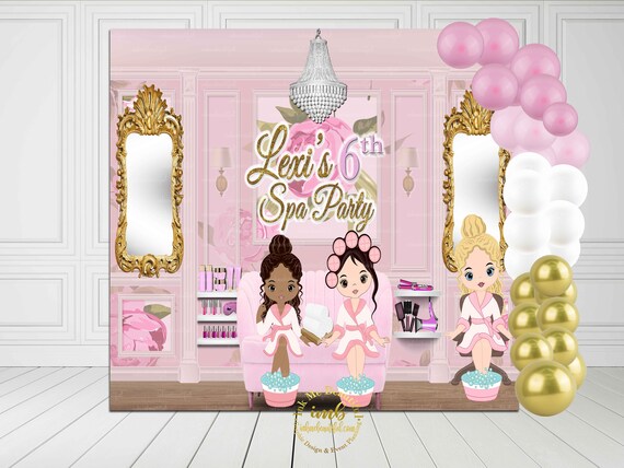 PRINTABLE Spa Birthday Backdrop, Spa Themed Candy Table Backdrop, Photo ...