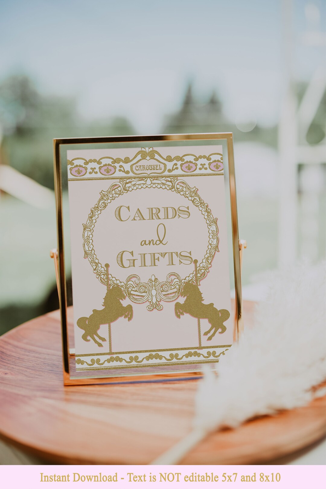 Digital File Pink and Gold Carousel Cards and Gifts Sign | Carousel ...