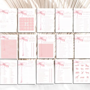EDITABLE Pink Bow Games Baby Shower Games Bundle, Minimalist Baby ...