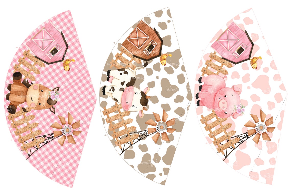 PRINTABLE Pink Farm Girl Party Hat | Cow Girl Party | Farm Animal ...