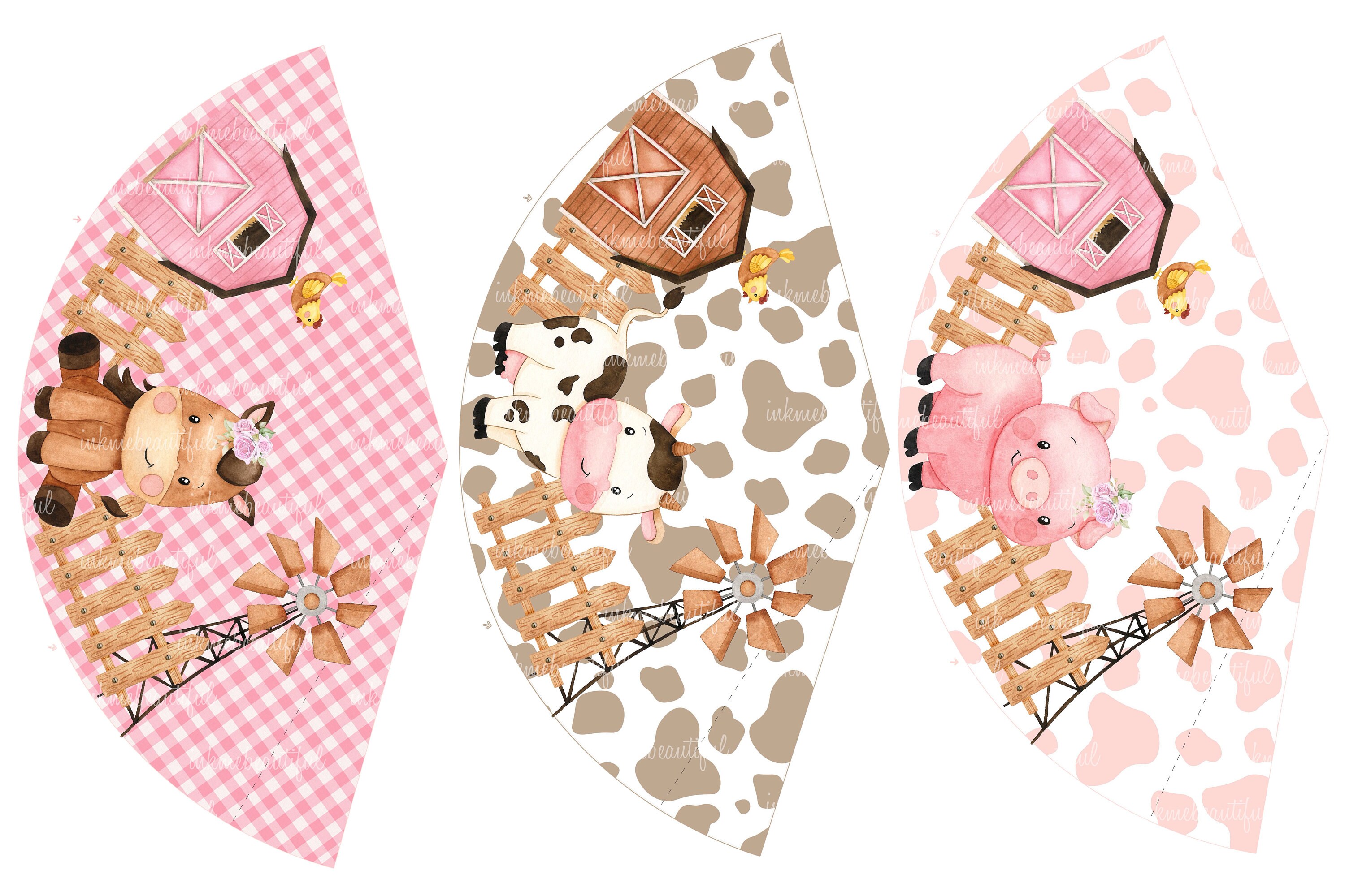 PRINTABLE Pink Farm Girl Party Hat Cow Girl Party Farm - Etsy