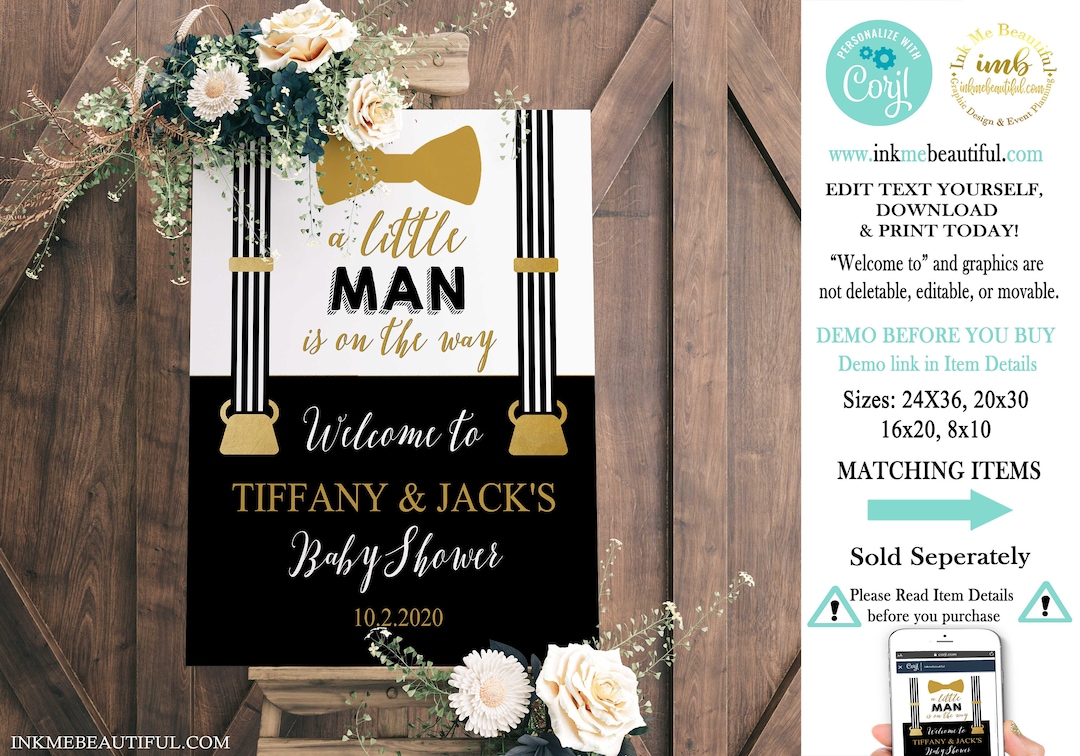 DIGITAL FILE A Little Man is on the Way Welcome Poster, Babyshower ...