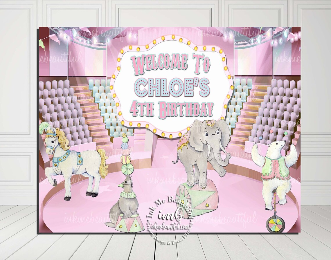 PRINTABLE Carnival Pink Pink Circus Backdrop Candy Table | Etsy