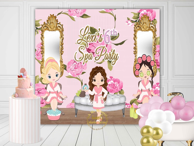 PRINTABLE Spa Birthday Backdrop Spathemed Candy Table - Etsy