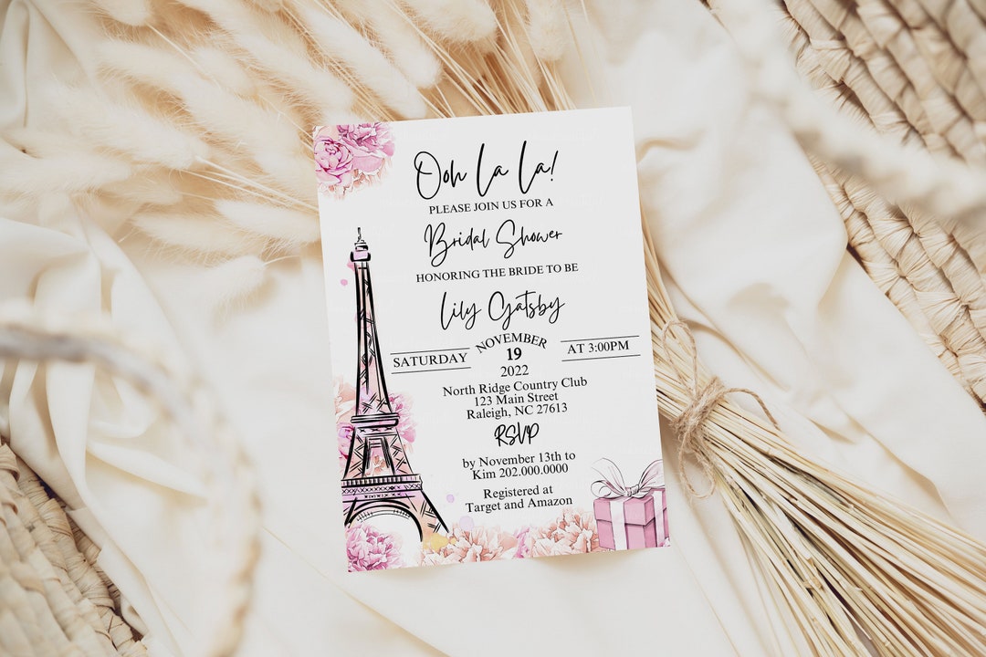 EDITABLE Bridal Shower Paris Theme Invitation | Hen Party | Floral ...
