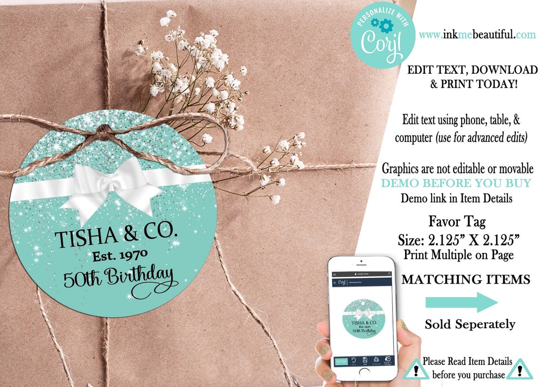 EDITABLE Circle Favor Tag Blue Paris Theme Parisian Theme Baby Shower ...
