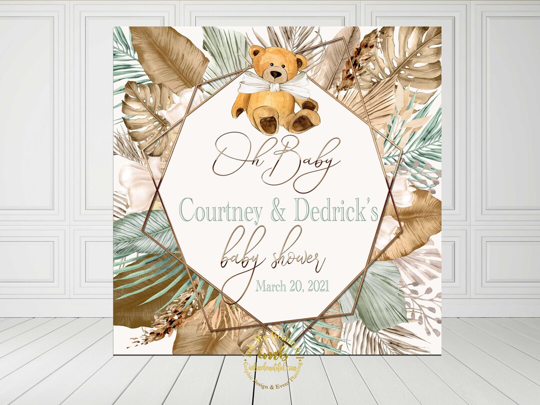 PRINTABLE Teddy Bear Baby Shower Backdrop Banner | Teddy Bear Theme ...