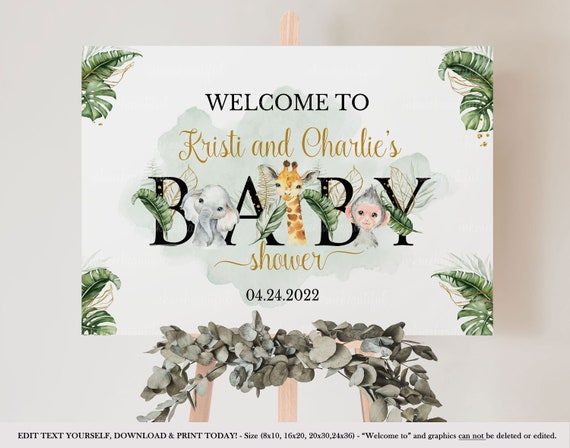 EDITABLE Jungle Safari Welcome Sign First Birthday Baby - Etsy