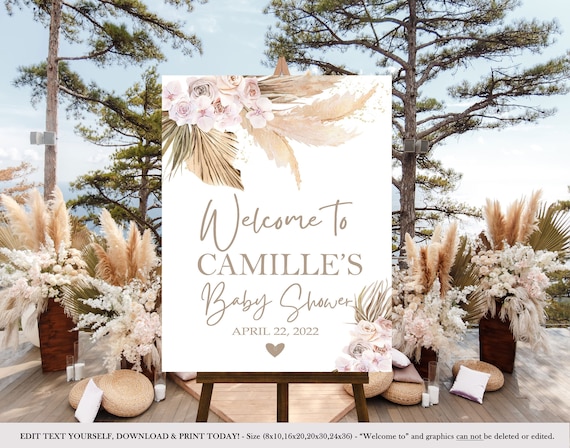 EDITABLE Boho Welcome Sign Bohemian Theme Boho Blush - Etsy