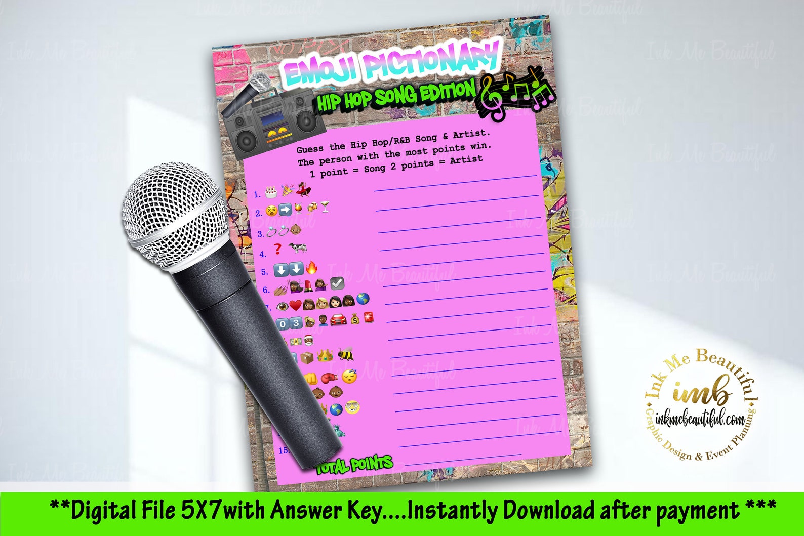DIGITAL FILE Emoji Pictionary Hip Hop Songs 5x7 Hip Hop | Etsy