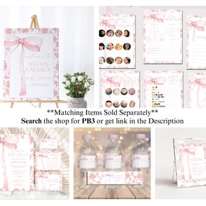 EDITABLE Pink Bow Welcome Sign for Baby Shower, Minimalist Baby Shower ...