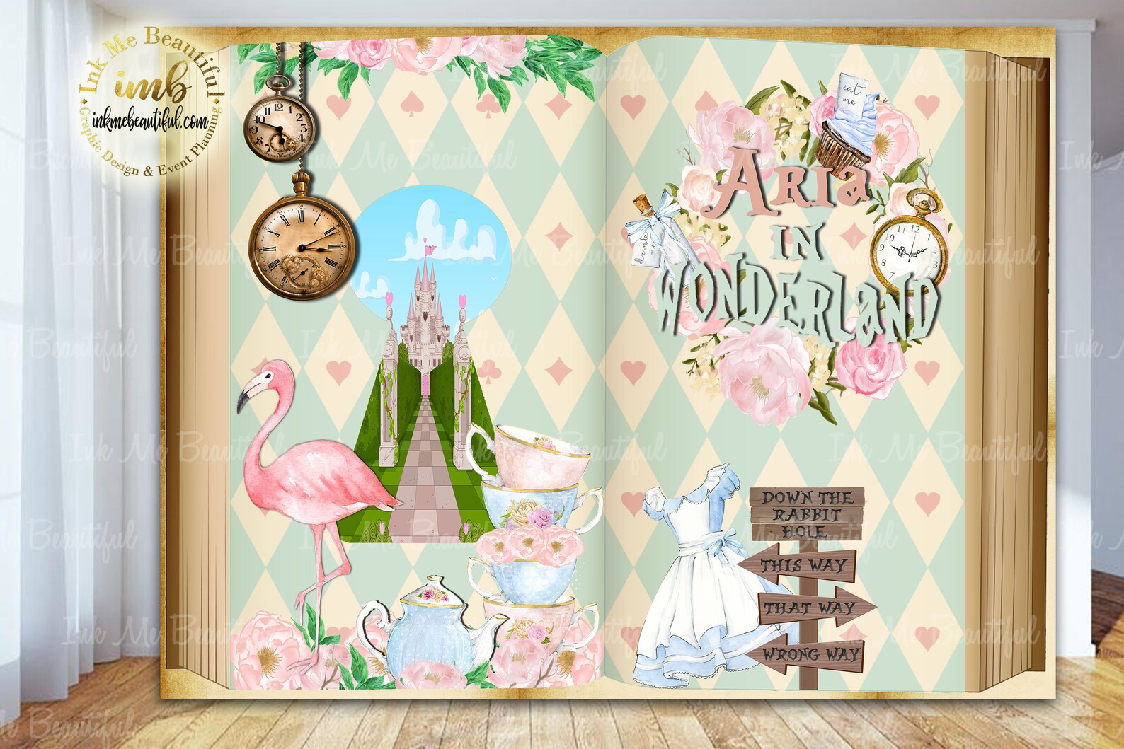 PRINTABLE Pink Diamond Wonderland Candy Table Backdrop 1st - Etsy