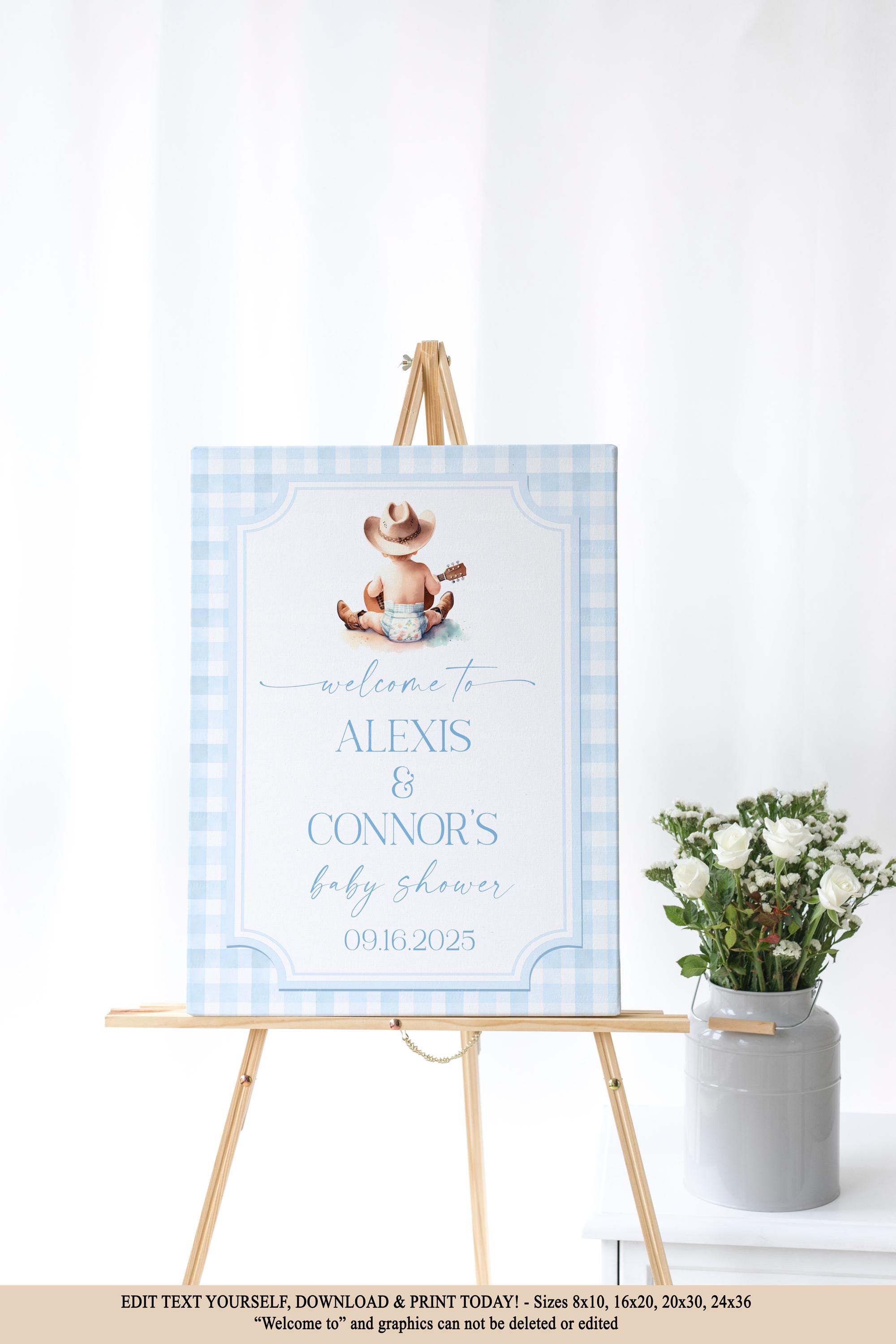 EDITABLE Cowboy Baby Shower Welcome Sign A Little Cowboy is on the Way ...