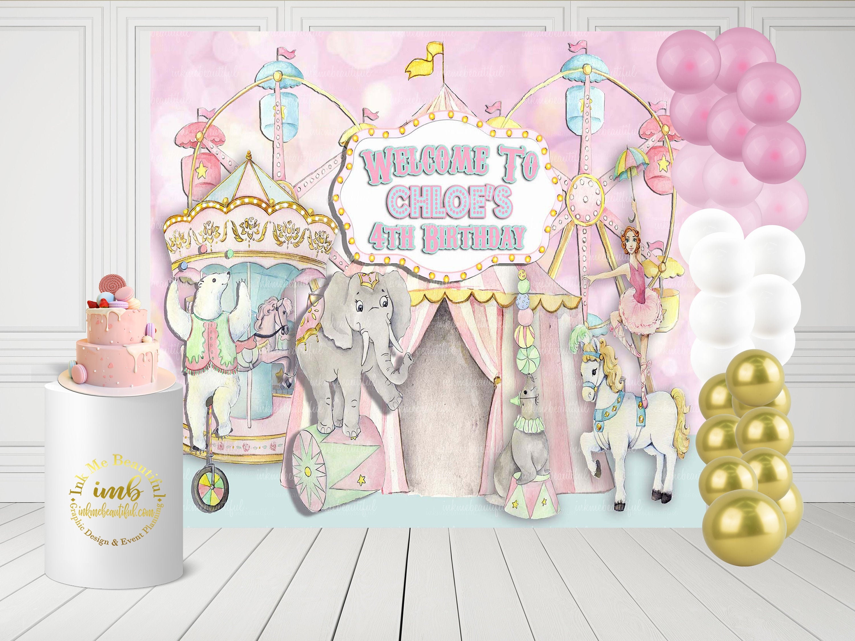 PRINTABLE Carnival Pink Pink Circus Backdrop Candy Table | Etsy