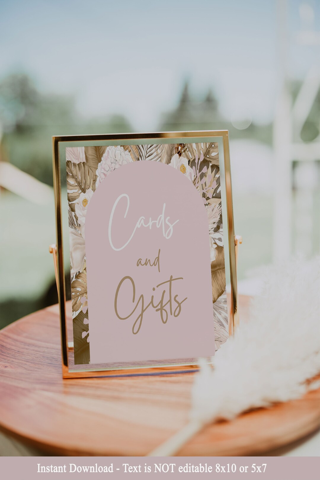 PRINTABLE Boho Cards and Gifts Sign Vintage Baby Shower Pink and Blush ...