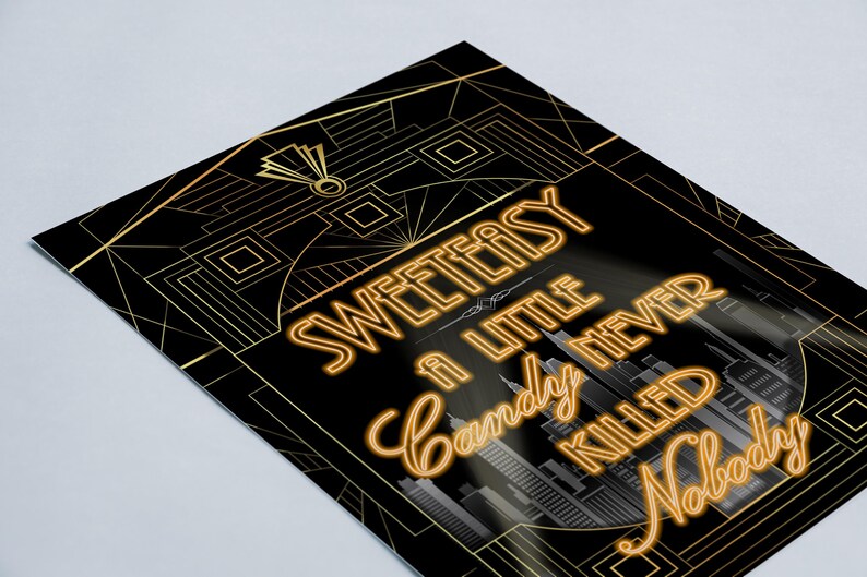 PRINTABLE Sweeteasy Candy Sign,gatsby Party Decoration, Roaring 20s Art ...