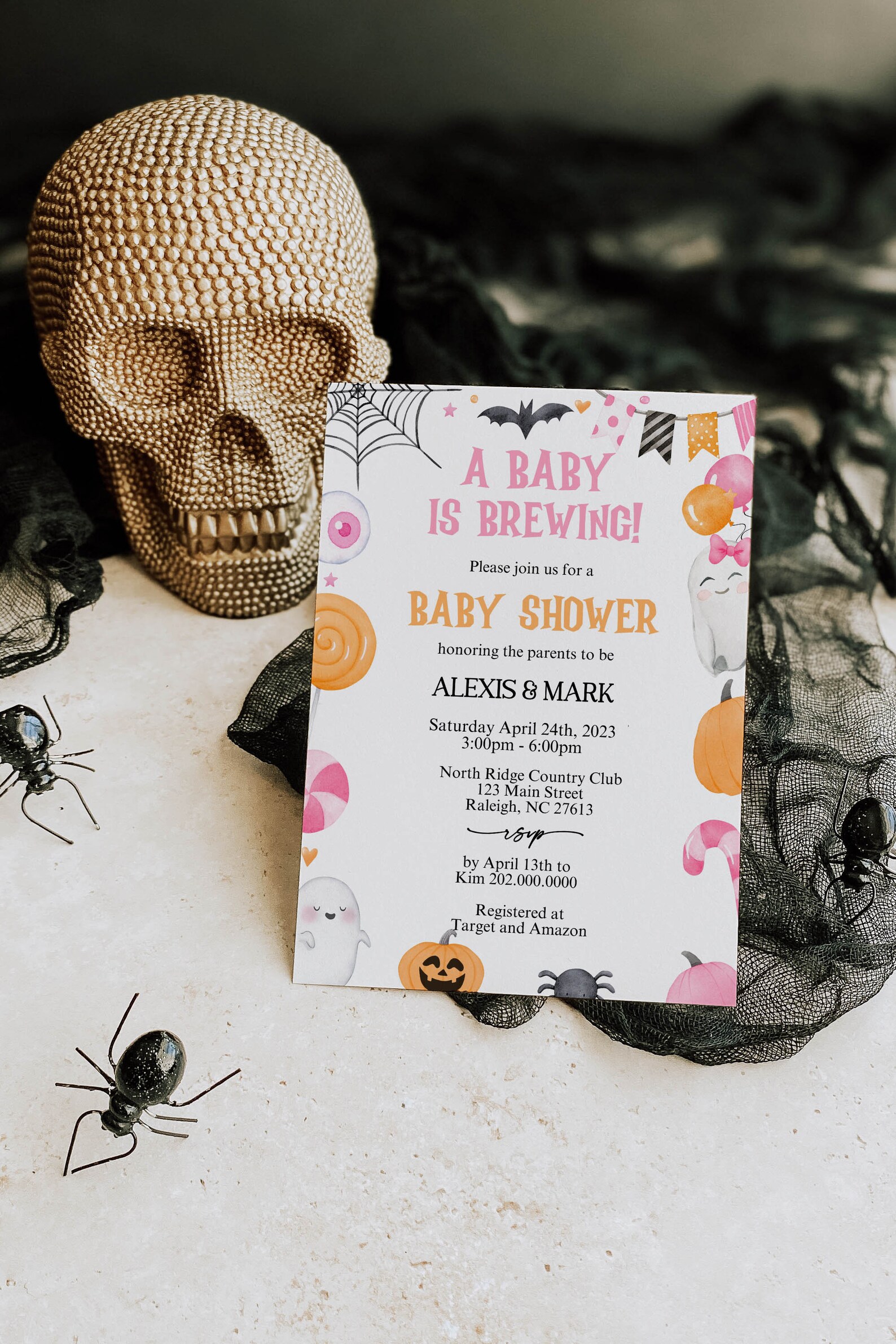 EDITABLE A Baby is Brewing Invitation Bundle Halloween Baby Shower Baby ...