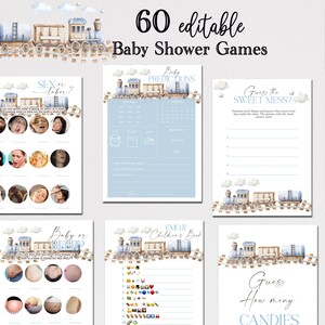 EDITABLE Train Baby Shower Games Bundle 60 Games Pack All Aboard ...