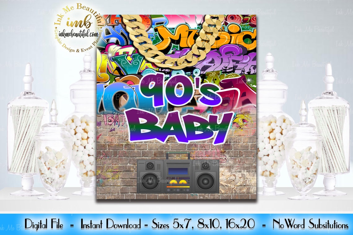 DIGITAL FILE 90s Baby Sign, Sweets Candy Sign, 5x7 and 8x10, Hip Hop ...