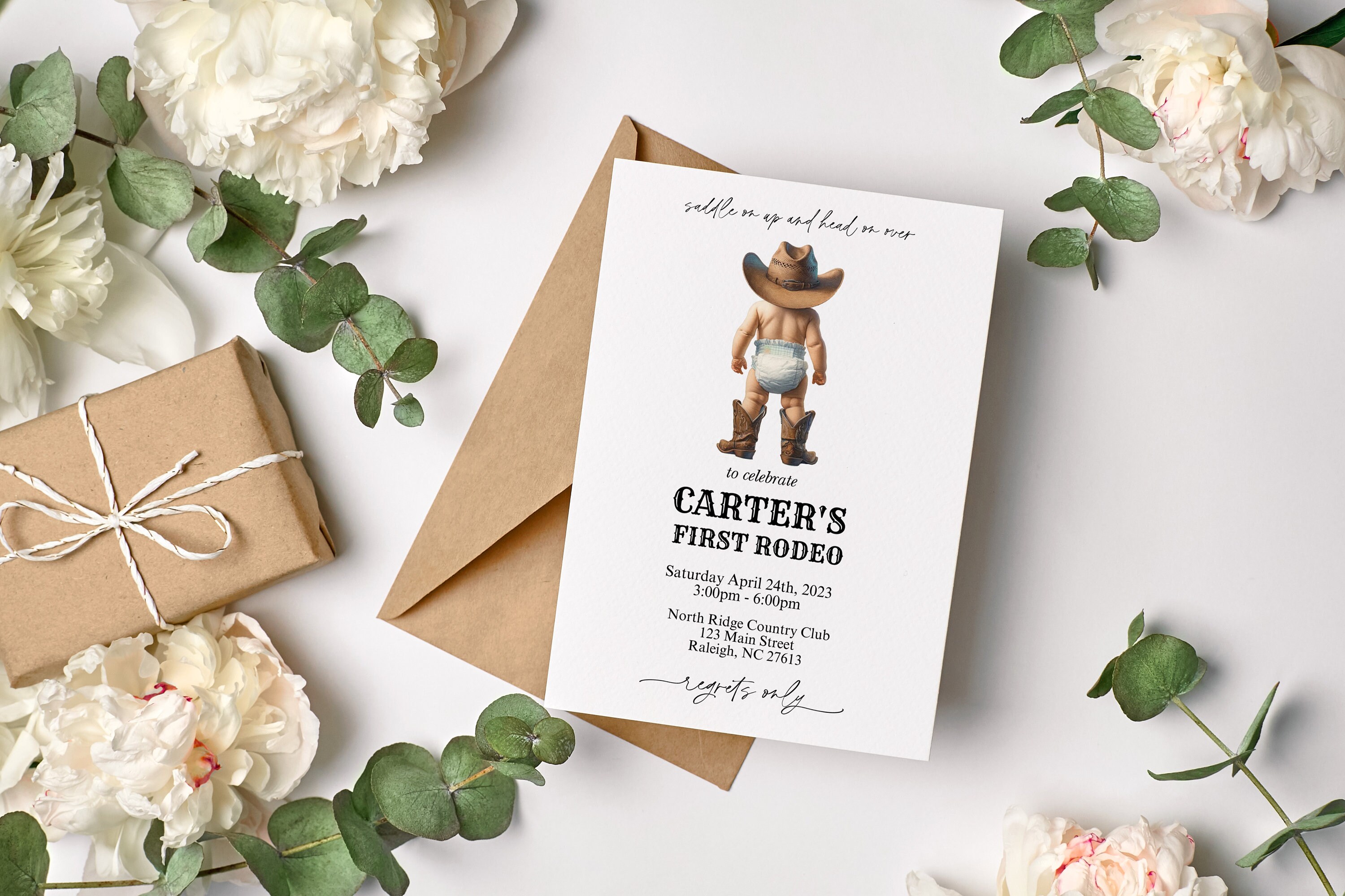 EDITABLE First Rodeo Birthday Invitation Cowboy Party Wild West Western ...