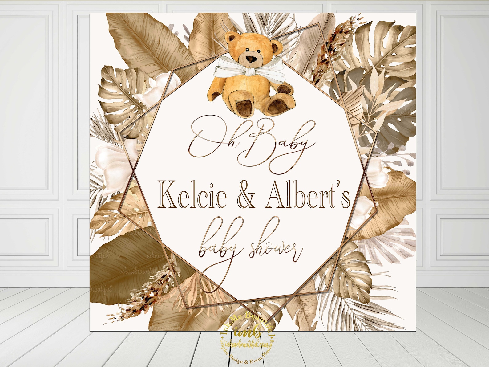 PRINTABLE Teddy Bear Baby Shower Backdrop Banner | Teddy Bear Theme ...