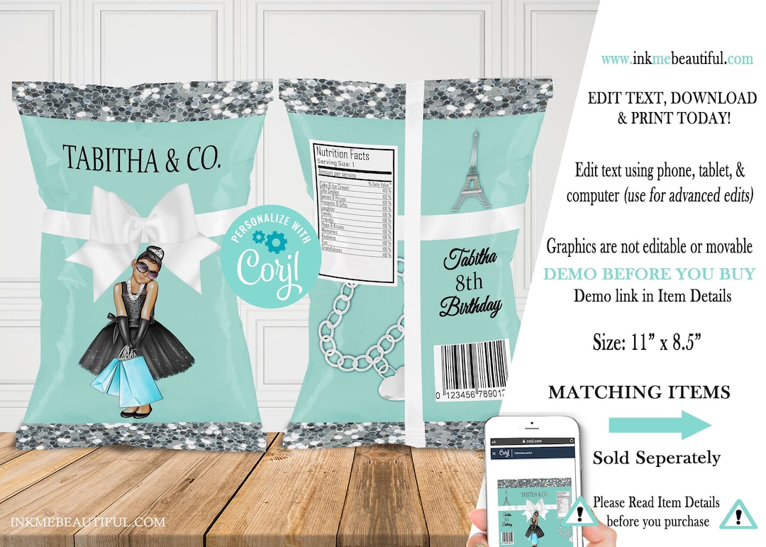 EDITABLE Chip Bag | Blue Paris Theme | Parisian Theme | Baby Shower ...