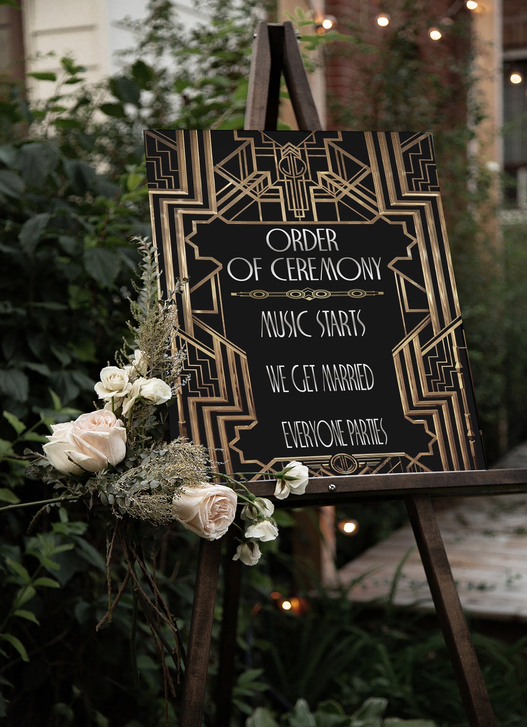 PRINTABLE Order of Ceremony Welcome Sign Black and Gold Roaring 20s ...