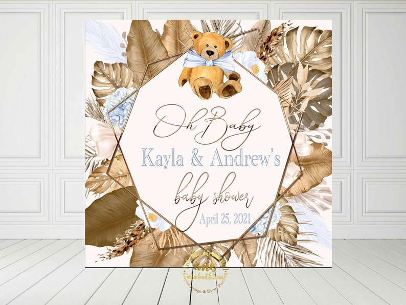 PRINTABLE Baby Blue Teddy Bear Baby Shower Backdrop Banner | Etsy