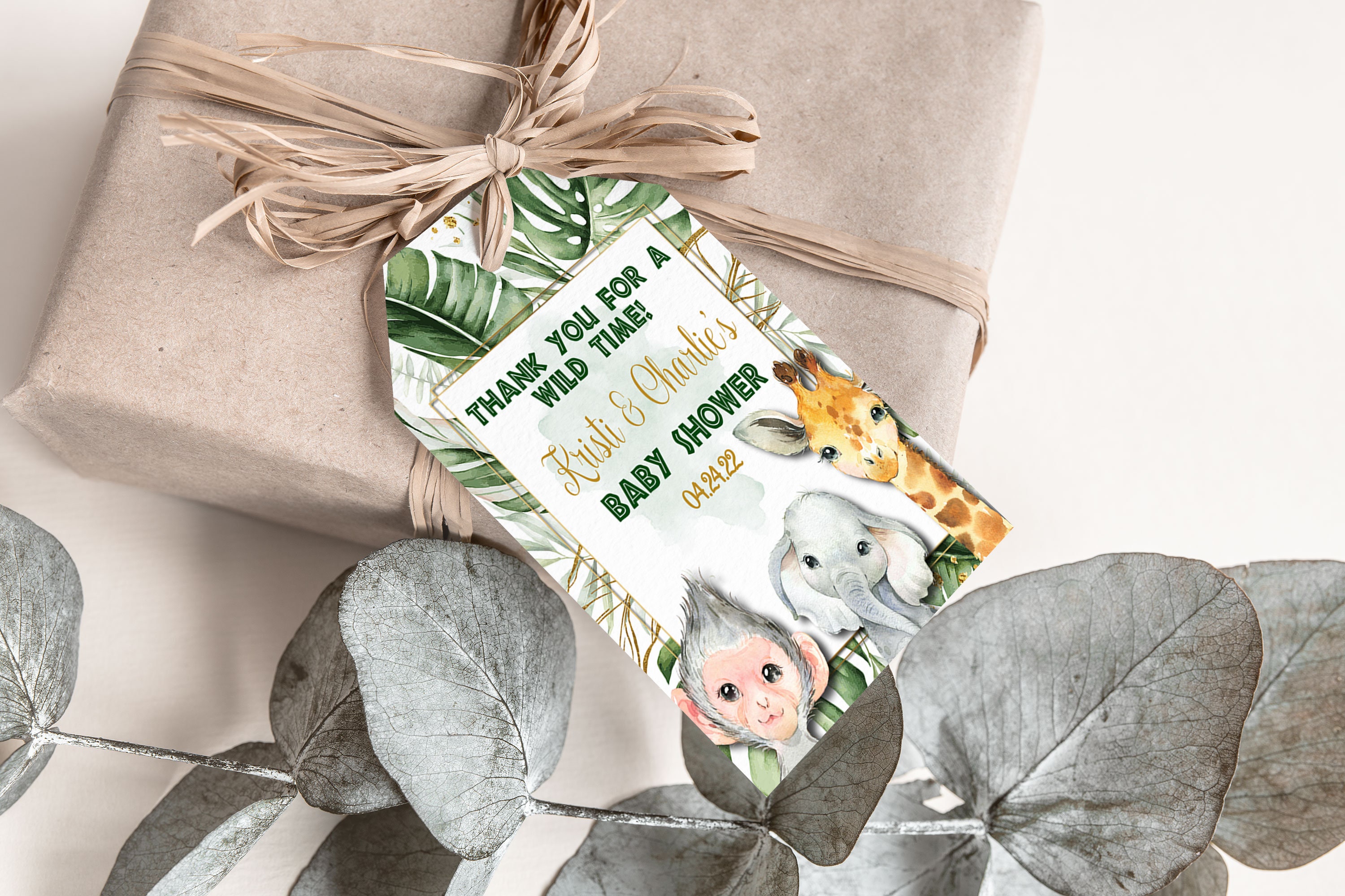 EDITABLE Jungle Safari Favor Tag thank You Label safari | Etsy